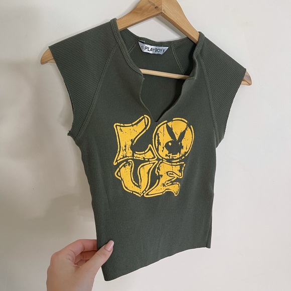 PLAYBOY | Tops | Vintage Y2k 200s Playboy Tank Top Love Green | Poshmark